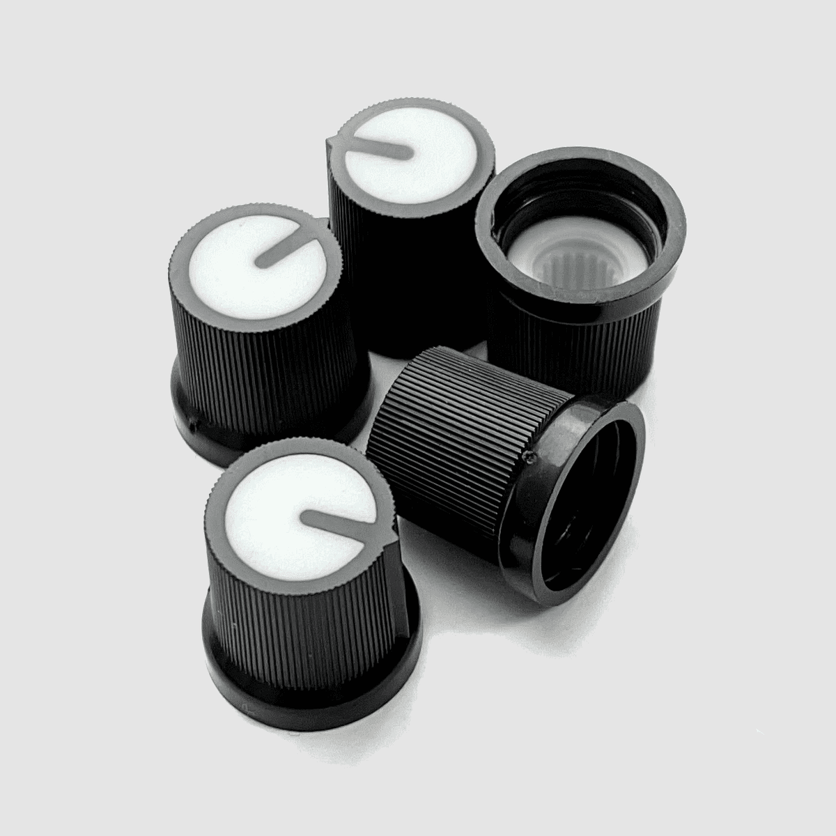 Black Plastic Knob with White Top 5pcs – Oddvolt - Eurorack Panels ...